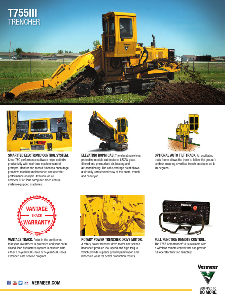 t755 Pipeline Trencher Spec Sheet | PDF | Belt (Mechanical) | Motor Vehicle