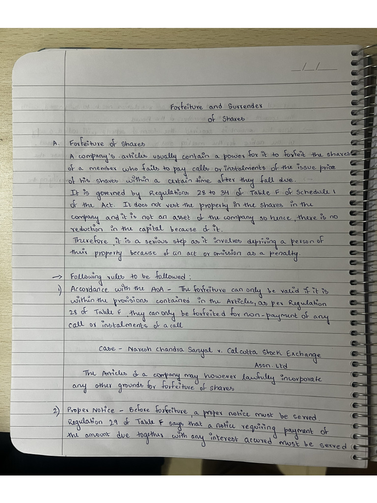 Forfeiture and Surrender of Shares | PDF