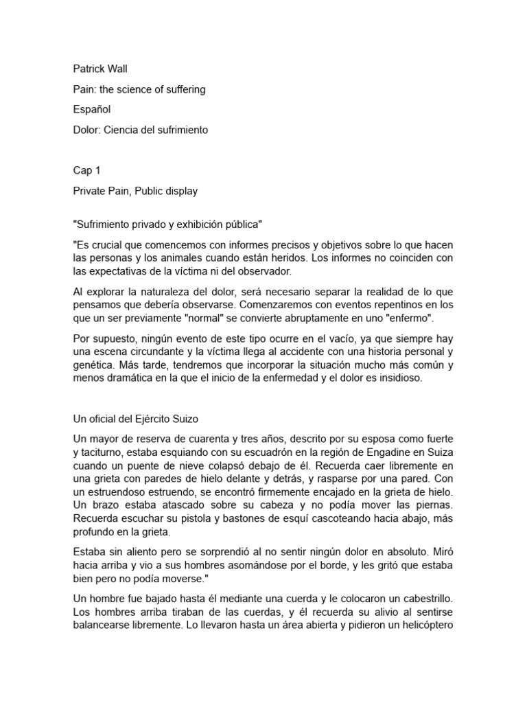Patrick Wall Dolor Ciencia Del Sufrimiento | PDF | Mente | René Descartes