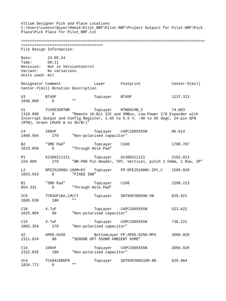 Pick Place For Pilot - NRF | PDF | Electromagnetism | Electrical Engineering