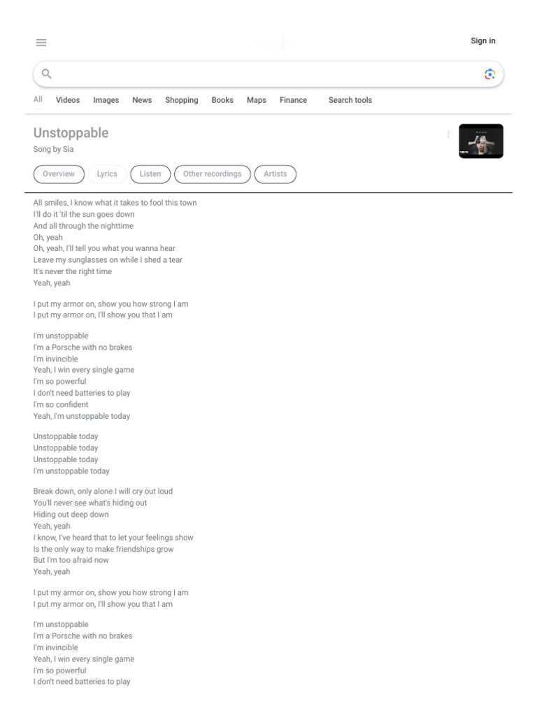 Sia's Unstoppable: Lyrics & Downloads | PDF | Songs | Songs Written