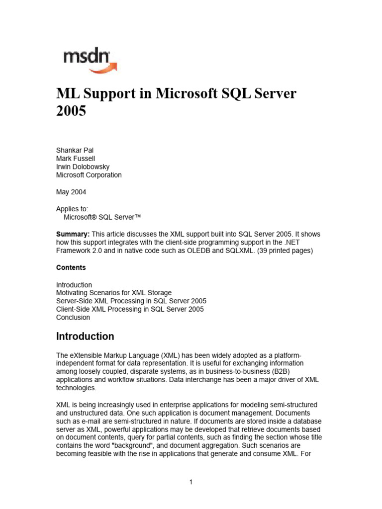 M040500P | PDF | Xml | Microsoft Sql Server