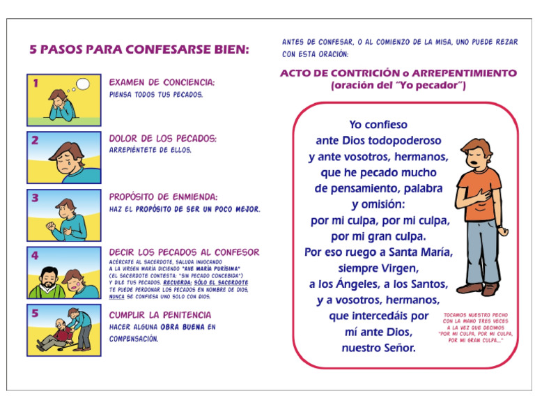 5 Pasos para Una Buena Confesión y La Oración Del Yo Confieso | PDF