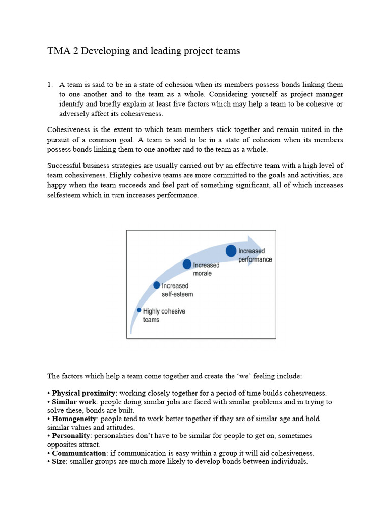 TMA 2 Developing and Leading Project Teams | PDF | Group Cohesiveness ...