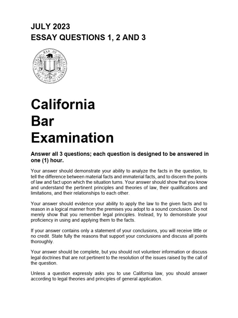 CalBar Questions 3 | PDF | Marriage | Reason