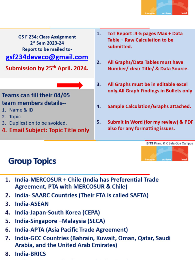 Assinment Guidelines ToT Calculations Sample Graphs | PDF | Terms Of Trade | International Business