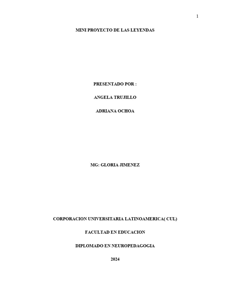 Mini Proyecto Las Leyendas | PDF | Leyendas