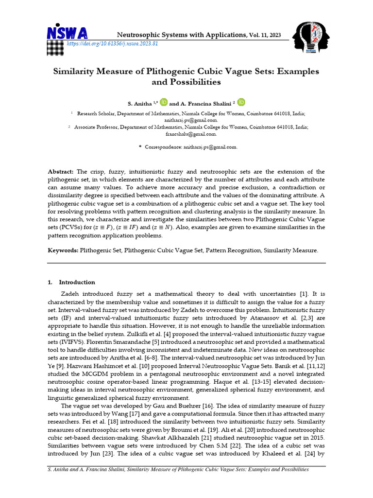 Similarity Measure of Plithogenic Cubic Vague Sets: Examples and ...