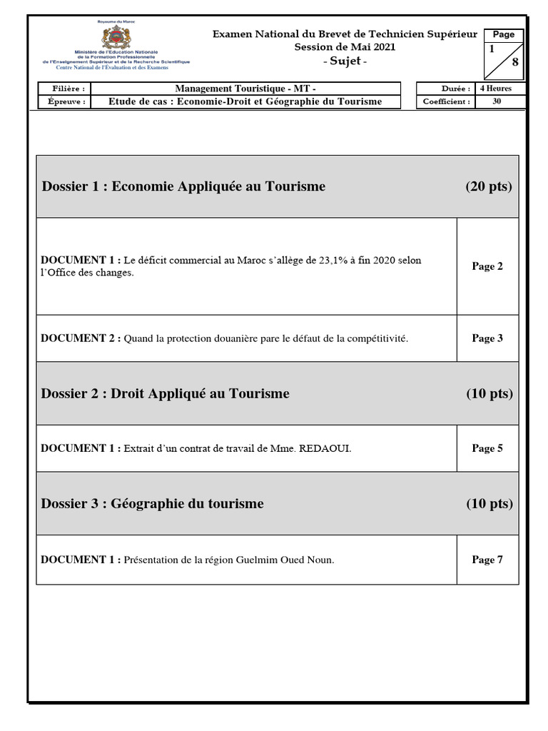 Epreuve EDC - Sujet Principal 2021 VERSIO FINALE | PDF | Maroc ...