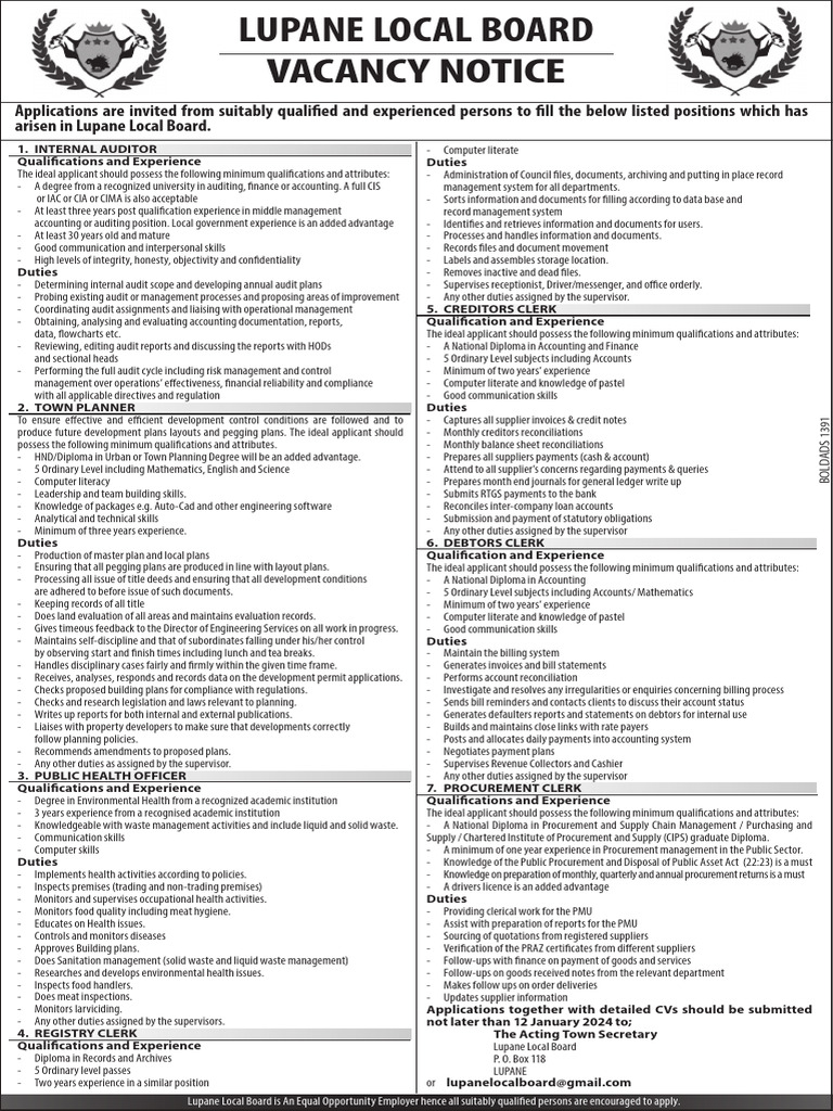 1391 Lupane 30X5 | PDF | Procurement | Audit