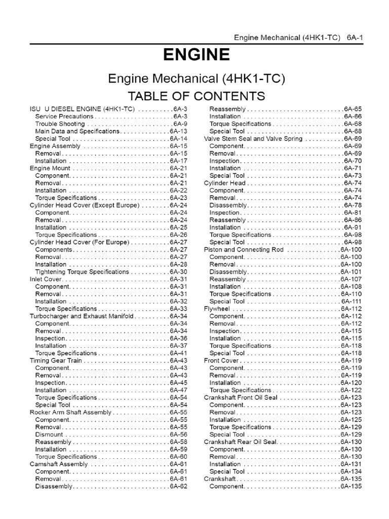 2005 Isuzu Elf - N-Series - Engine Mechanical (4HK1-TC) | PDF 2005 Isuzu Elf - N-Series - Engine Mechanical (4HK1-TC) | PDF