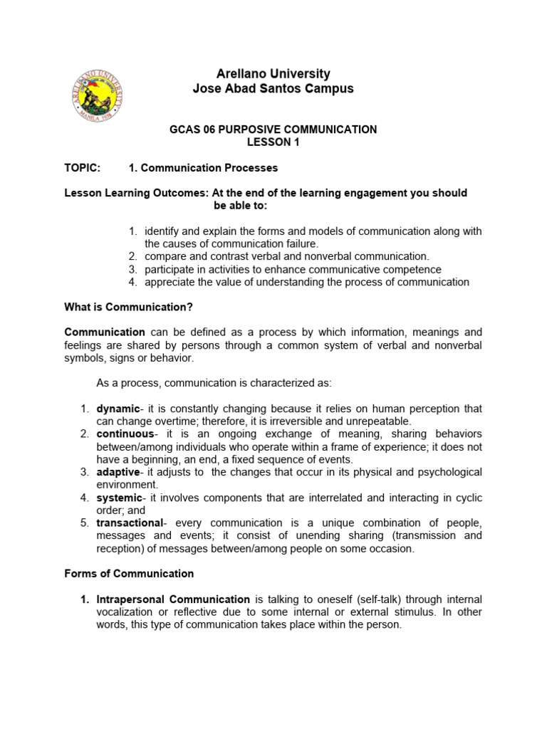 Communication Processes & Models | PDF | Communication | Nonverbal ...