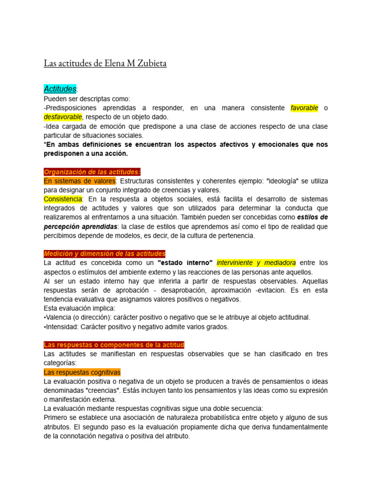 Actitudes: Definición y Estructura | PDF | Actitud (psicología ...