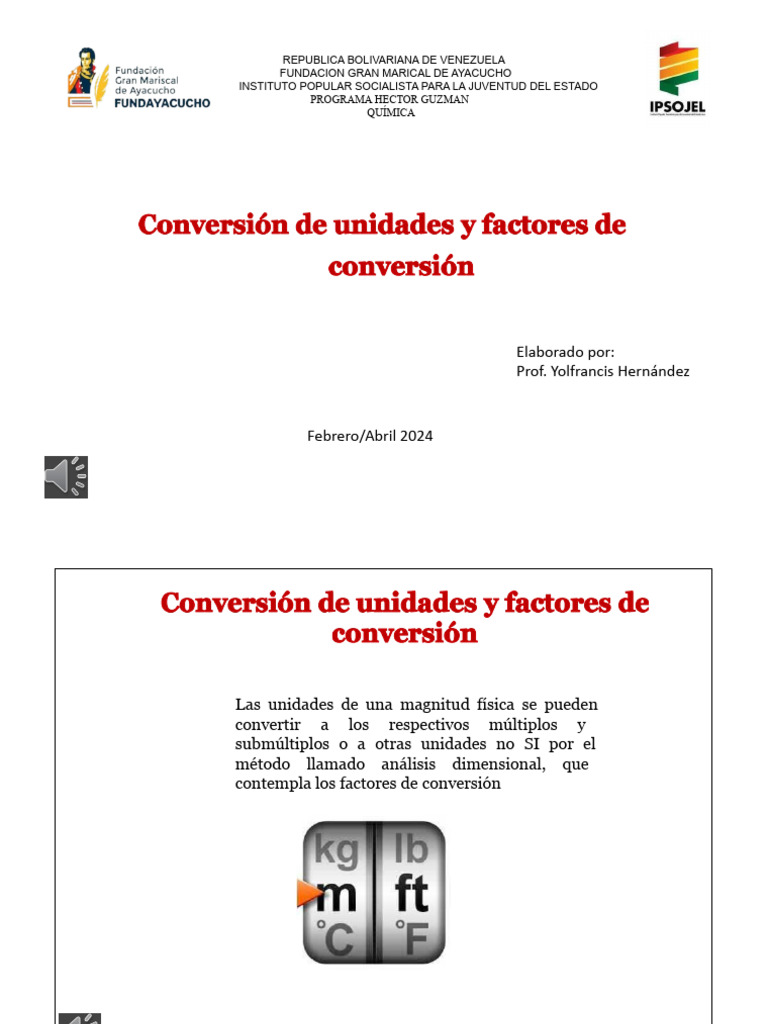 Conversión de Unidades y Factores de Conversion Con Audio | PDF | Science | Matemática Elemental