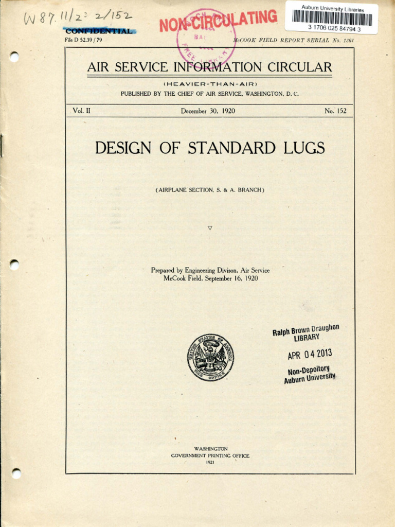 Design of Standard Lugs (30 December 1920) | PDF | Deformation ...