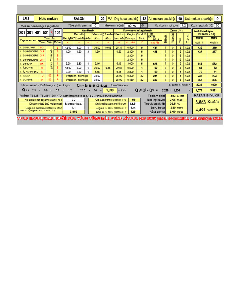 Mekanik Tesisat Yerden Isitma Isi Kaybi Hesabi Platformu | PDF