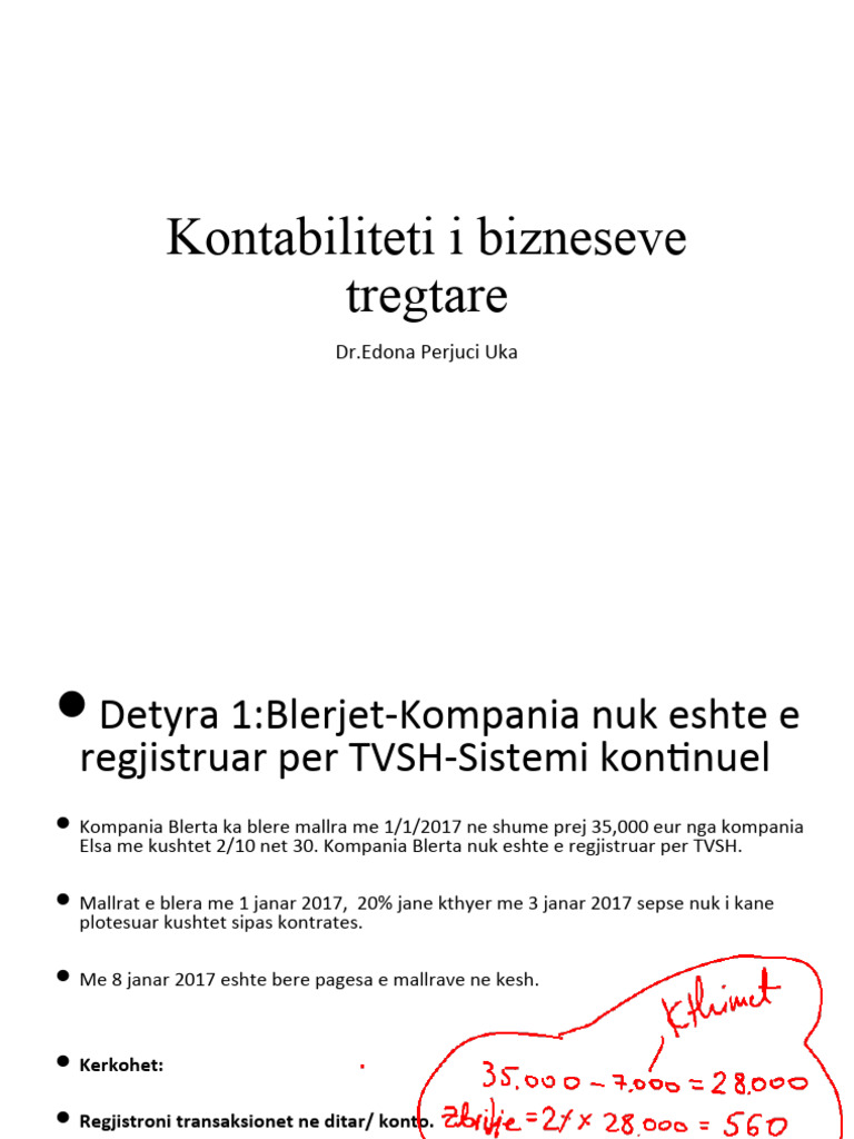 KOntabiliteti I Bizneseve Tregtare - Blerjet Dhe Shitjet Me TVSH | PDF