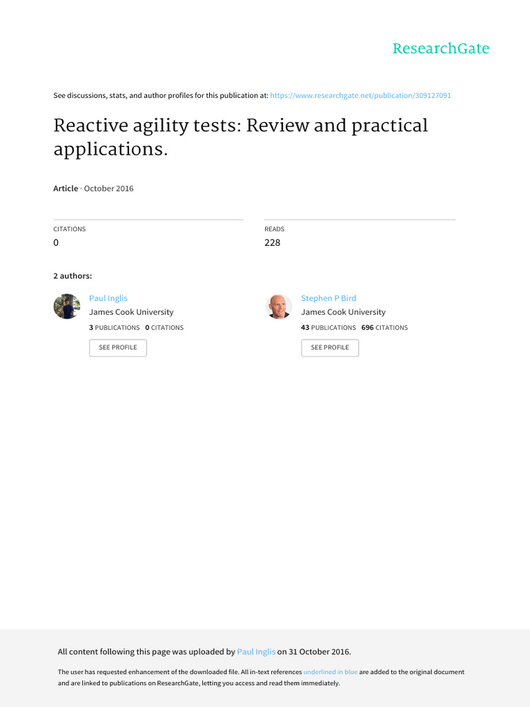 Reactive agility tests | PDF | Perception | Cognition