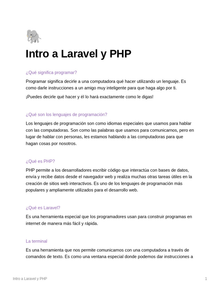 1 Intro A Laravel y PHP | PDF | Interfaz de línea de comando | Archivo ...