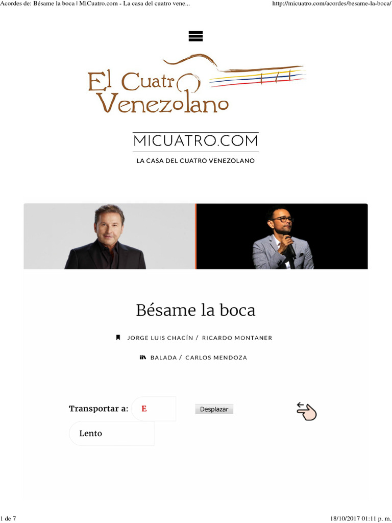 Acordes de - Bésame La Boca - MiCuatro | PDF