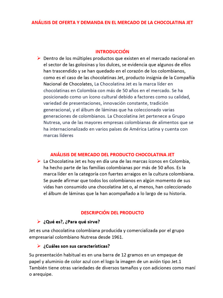 Análisis del Mercado Chocolatina Jet | PDF | Marca | Chocolate