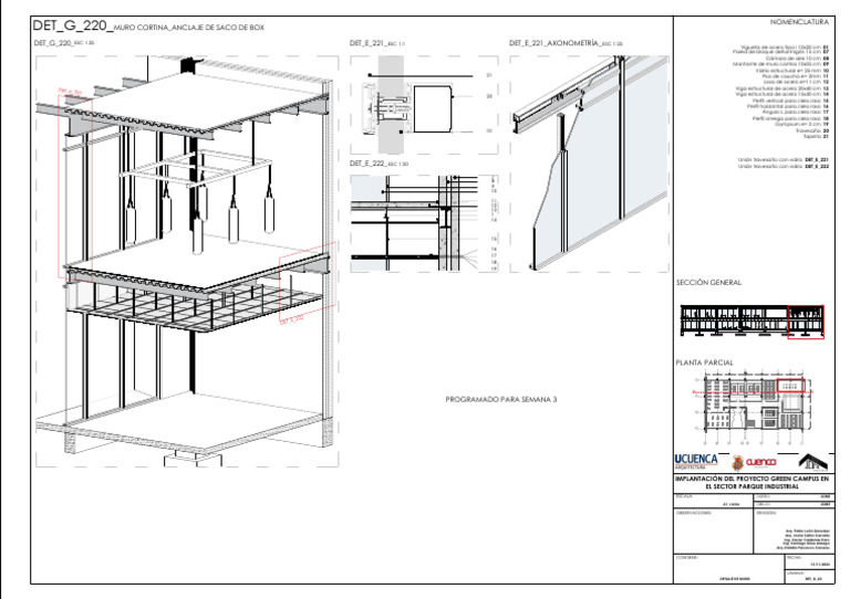 DET - G - 220 - Escantillon Sala de Box y Muro Cortina - v02 - S1 - NJ | PDF | Ingeniería de ...