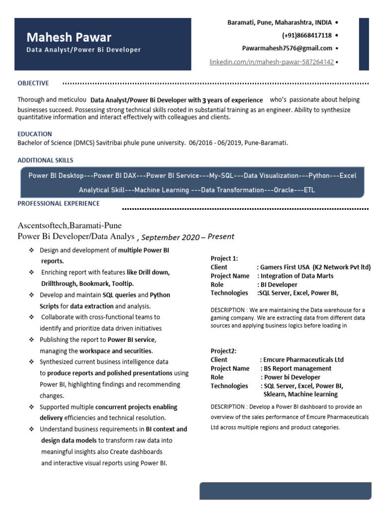 Data Analyst & Power BI Developer Profile | PDF | Microsoft Sql Server ...