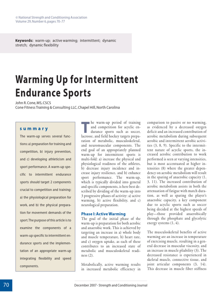 Effective Warm-Up for Endurance Sports | PDF | Strength Training ...