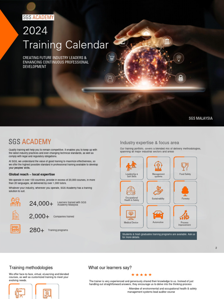 2024 SGS Malaysia Training Calendar | PDF | Educational Technology | Business