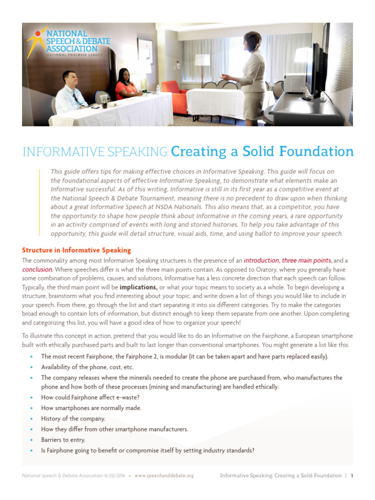 Informative Speaking Creating A Solid Foundation Pdf Speech