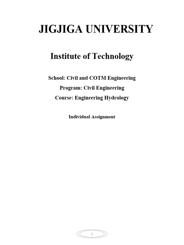 Individual Assignment 1 Pdf Discharge Hydrology Chemical Engineering 