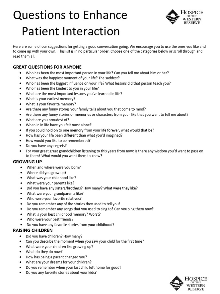 Questions To Enhance Patient Interactions | PDF | Self-Improvement ...