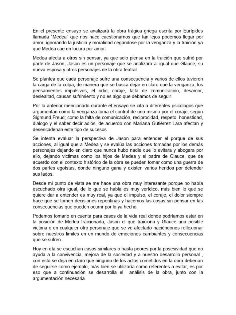 Análisis de "Medea": Venganza y Consecuencias | PDF | Jason | Culpa ...