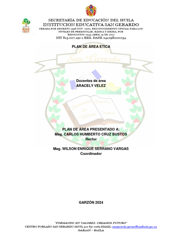 Educacion Etica y Valores 2024 | PDF | Educación de la primera infancia | Moralidad