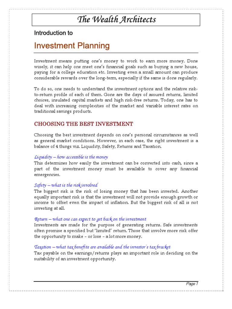 Introduction to Investment Planning | PDF | Bonds (Finance) | Investing