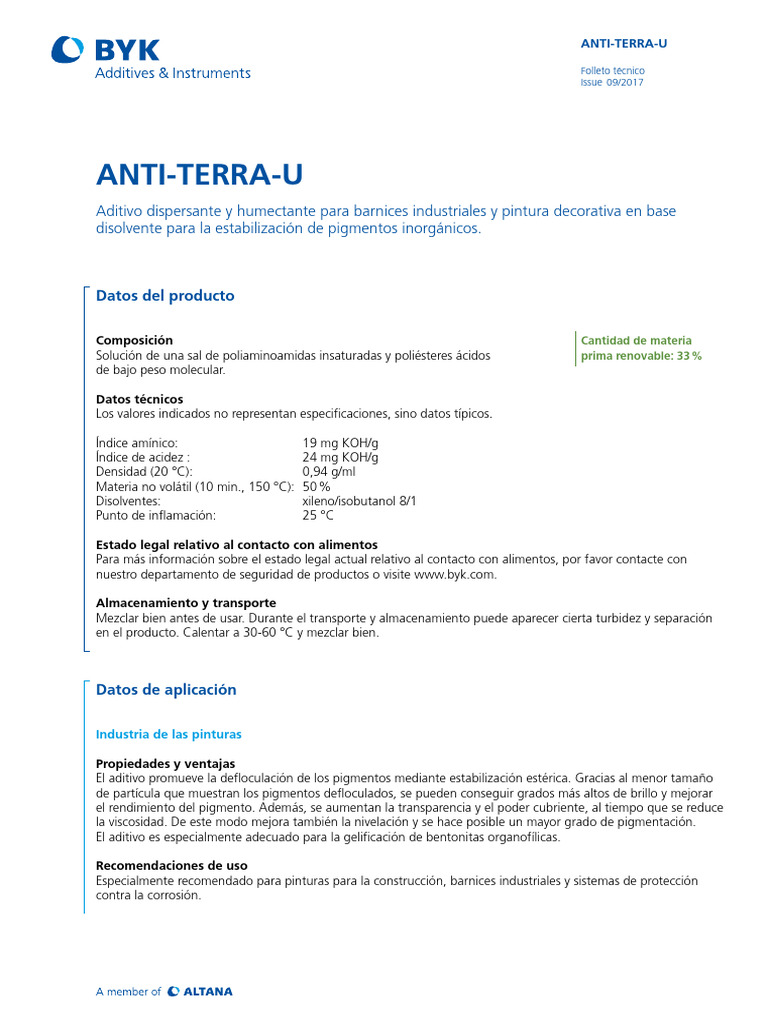 TDS Anti-Terra-U Es | PDF | Solvente | Pigmento
