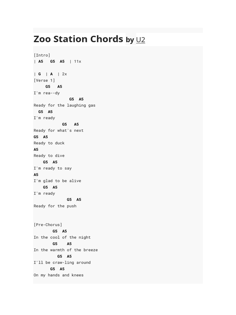 Zoo Station Chords | PDF