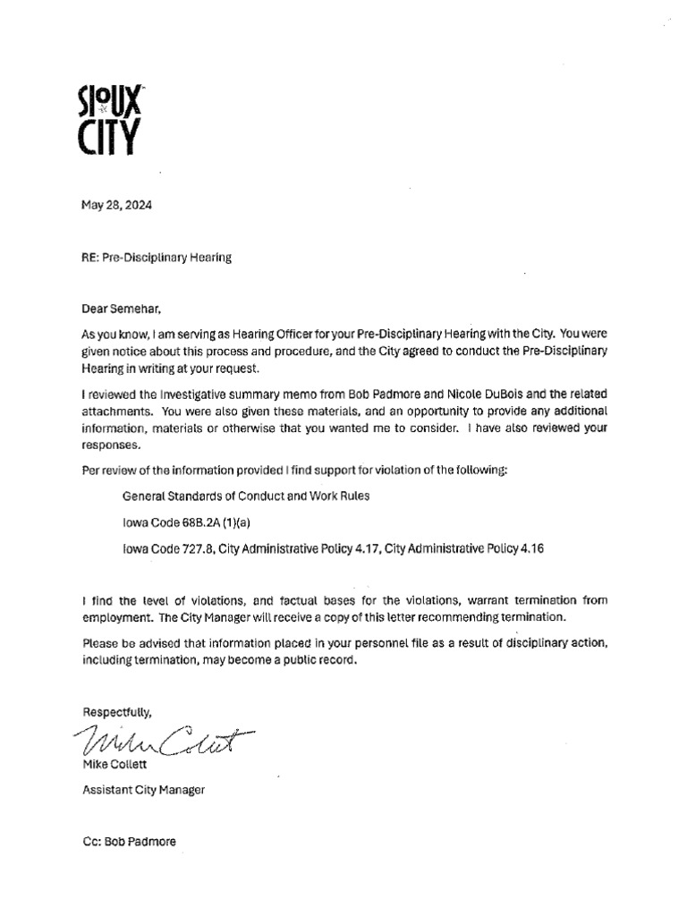 Pre-Disciplinary Hearing Response | PDF