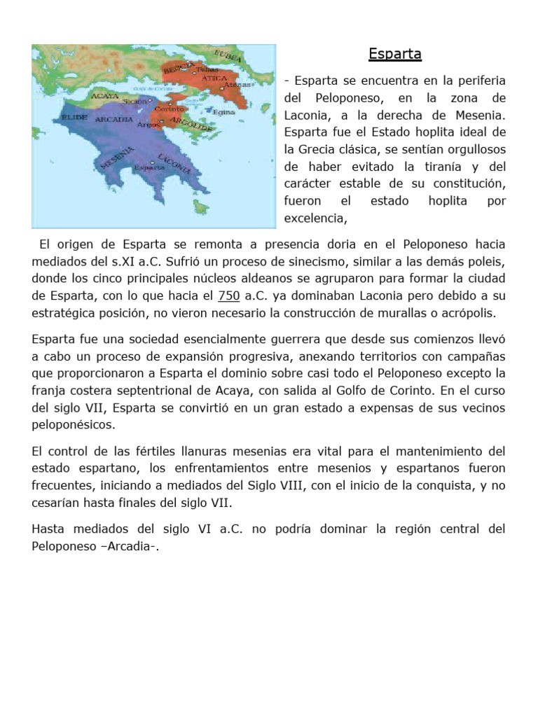 Resumen Esparta | Descargar gratis PDF | Esparta | Antigua Grecia