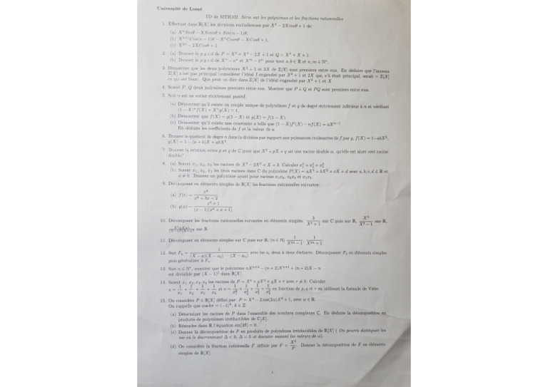 TD Structure Algébrique de Base | PDF