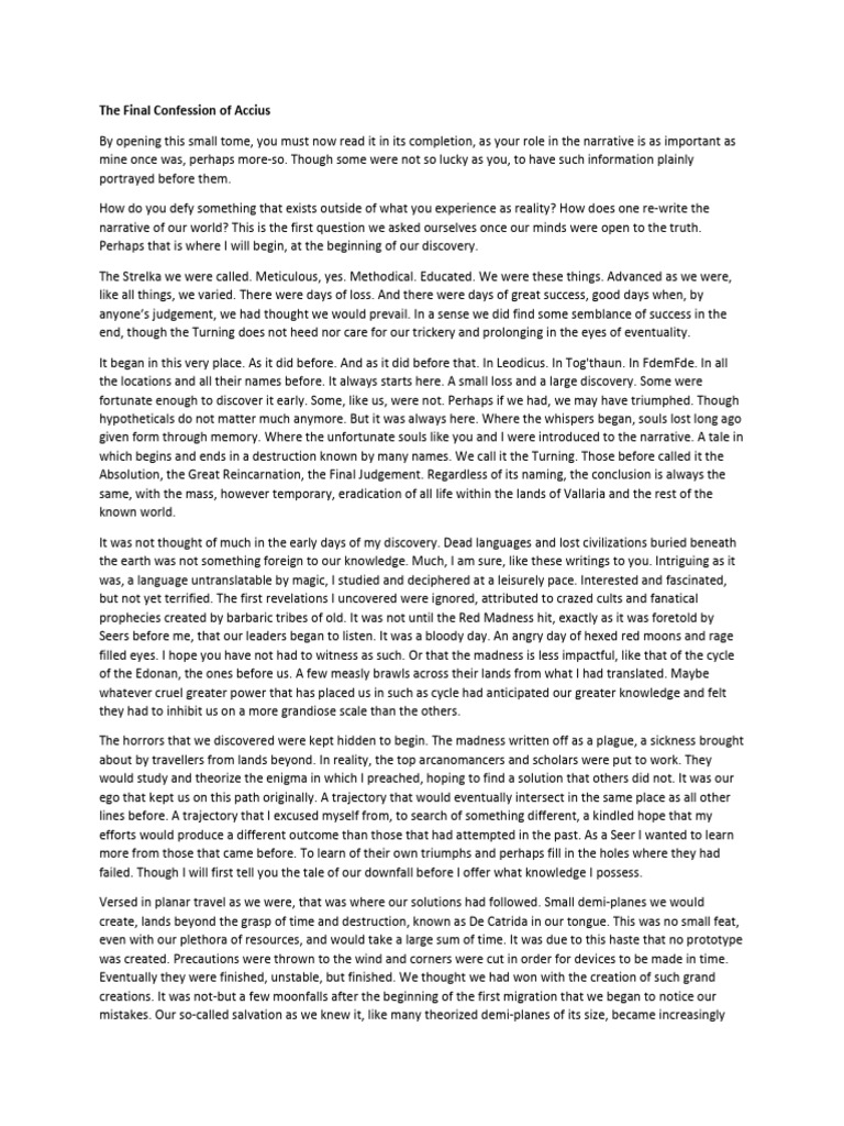 The Confession of Accius - Final | PDF