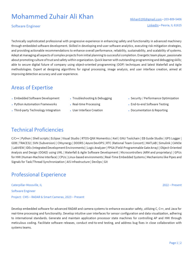 Mohammed+-+Professional+Resume Embedded Engineer | PDF | Embedded ...