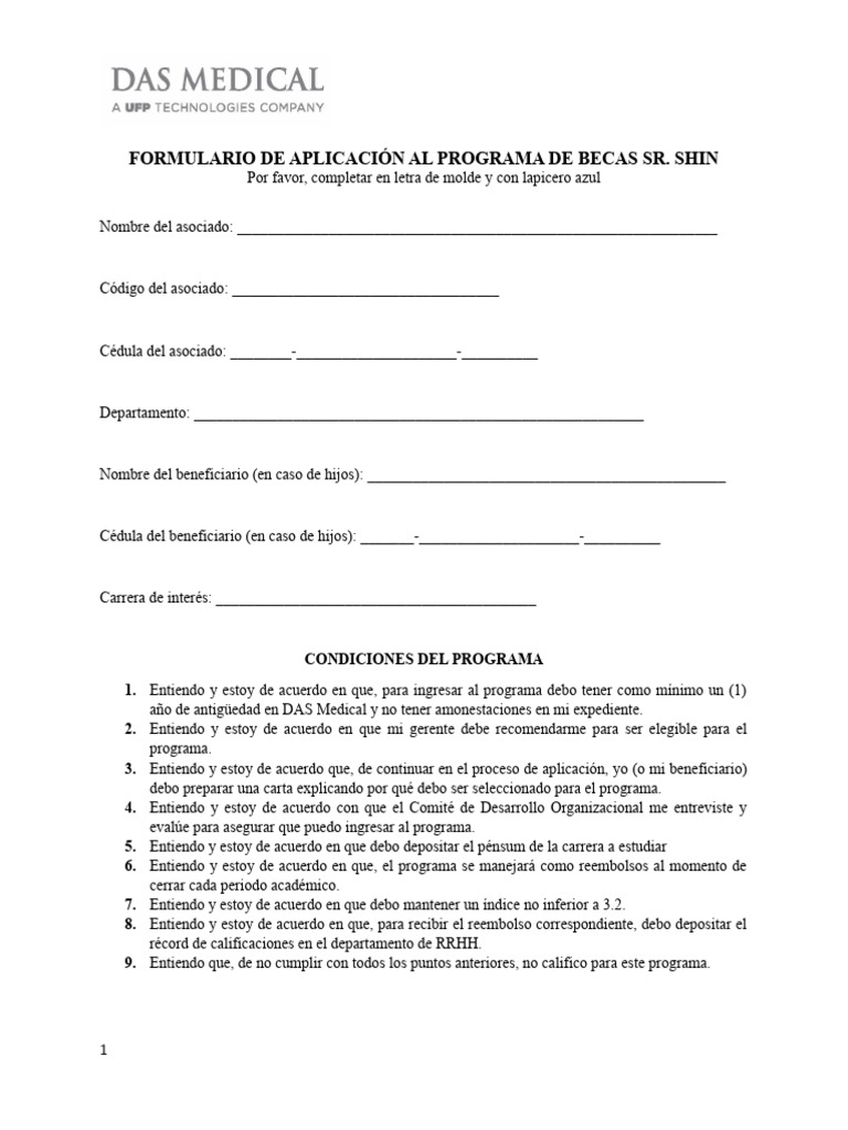 Formulario Aplicación Programa Becas | PDF | Crecimiento personal y ...
