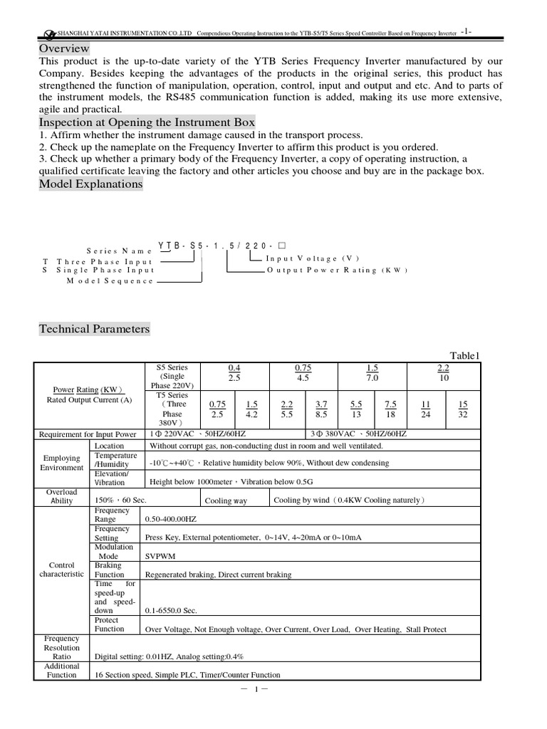 Yuchao Electric Ytb | PDF | Power Inverter | Frequency