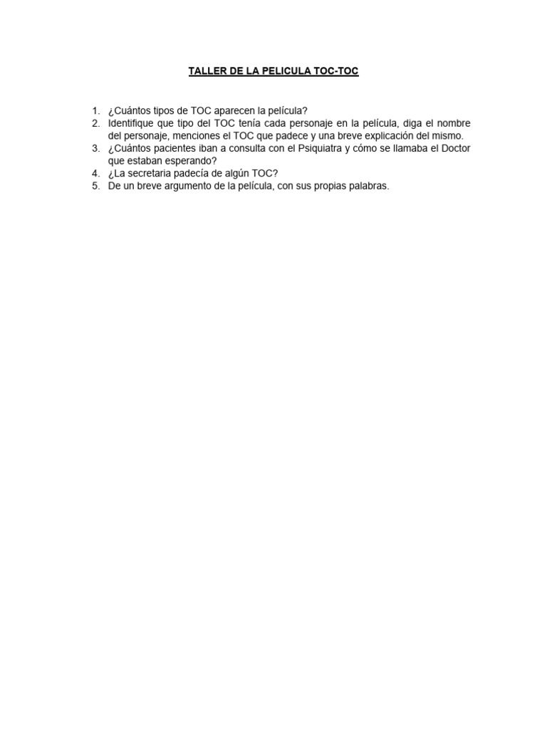 Análisis de TOC en Película Toc-Toc | PDF