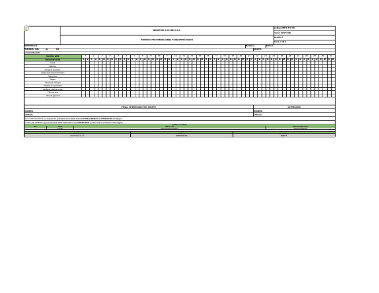 Amhs-Fo-71 Formato Pre-Operacional Minicompactador | PDF