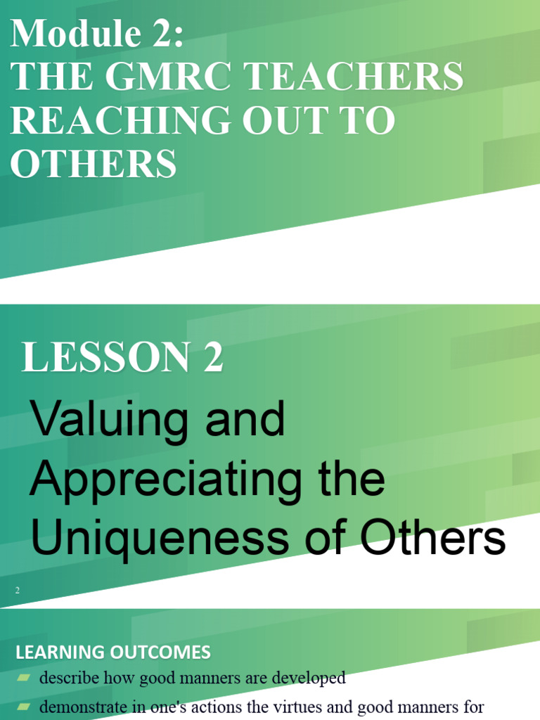 Lesson 2 Valuing and Appreciating The Uniqueness of Others | PDF | Self ...