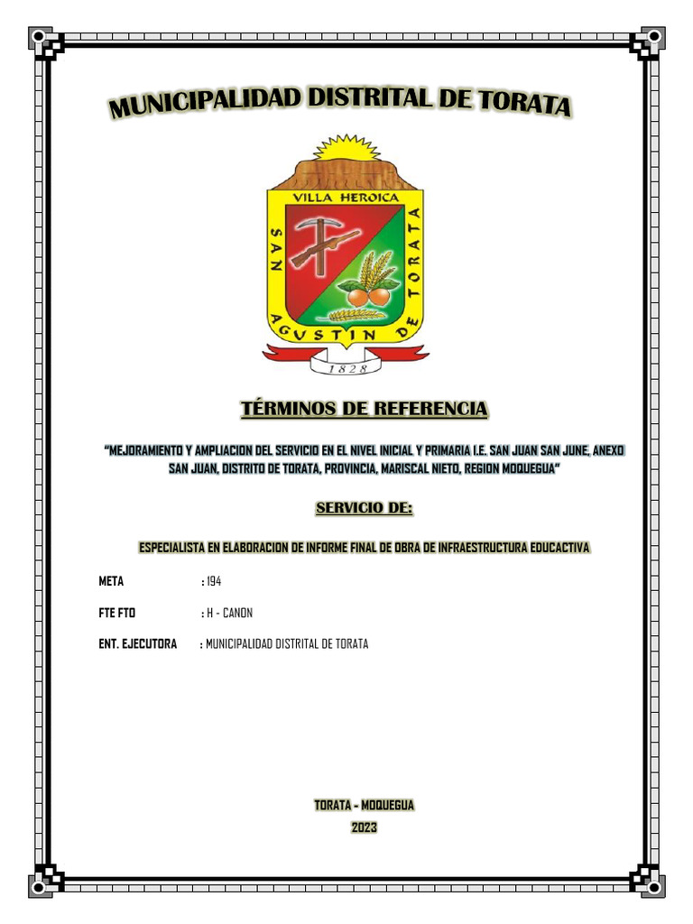 Informe Final de Obra I.E. San Juan | PDF | Presupuesto | Bienes raíces