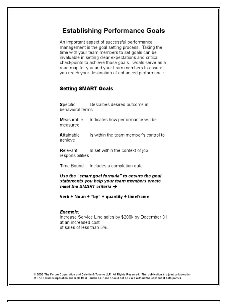 SMART Goals & Conducting Performance Discussion | PDF | Goal ...