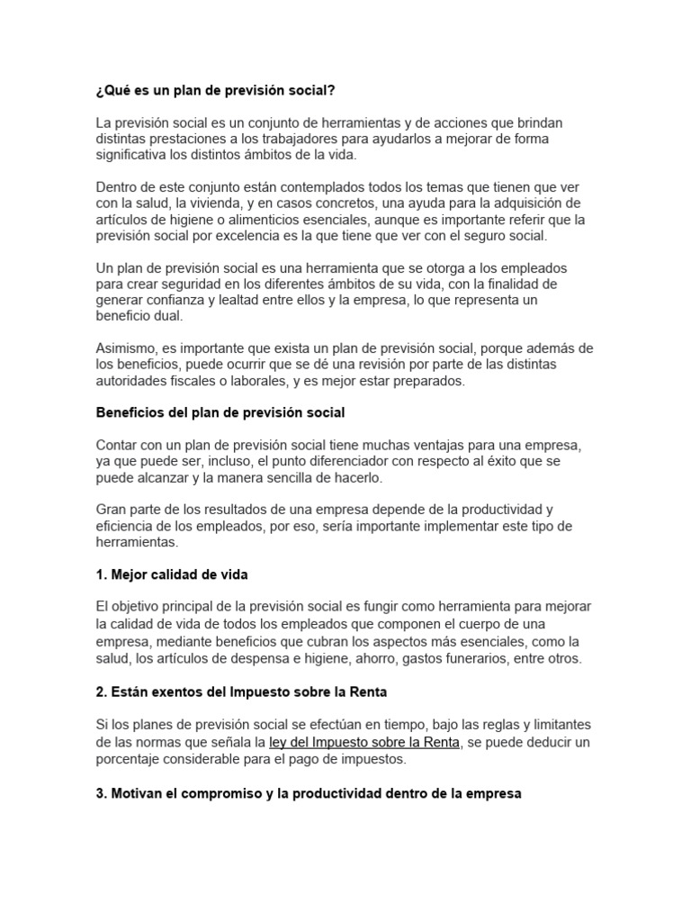 Plan de Prevision Social | PDF | Business | Bienestar